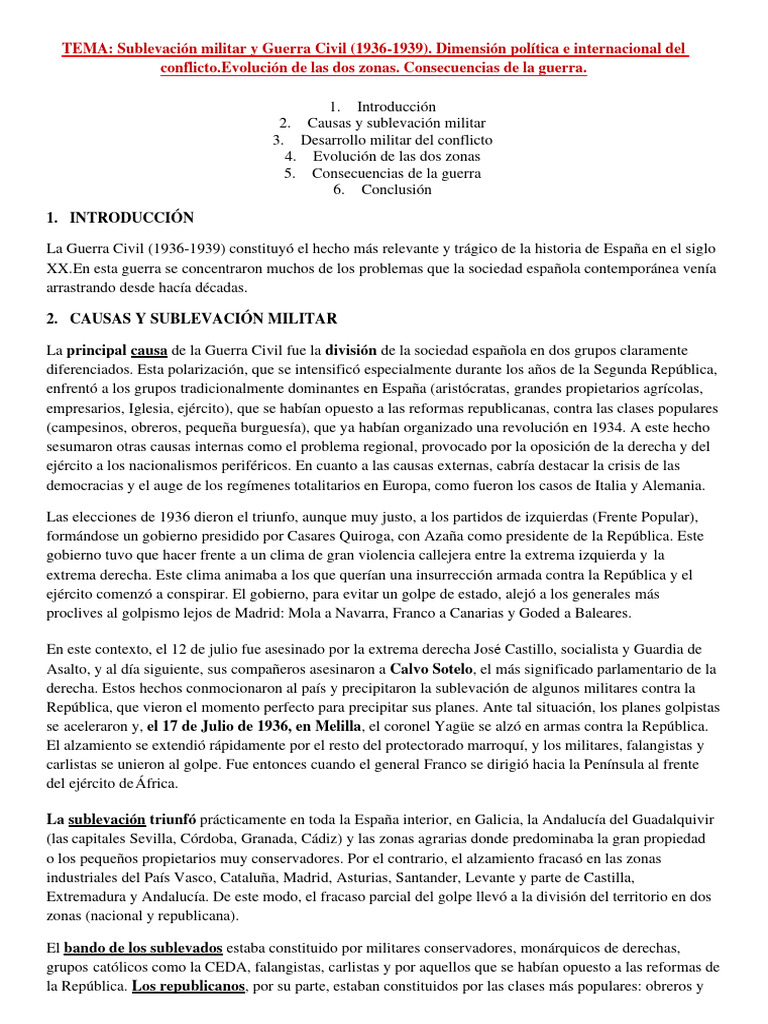 Guerra Civil Española: Causas y Consecuencias | PDF | Francisco franco ...