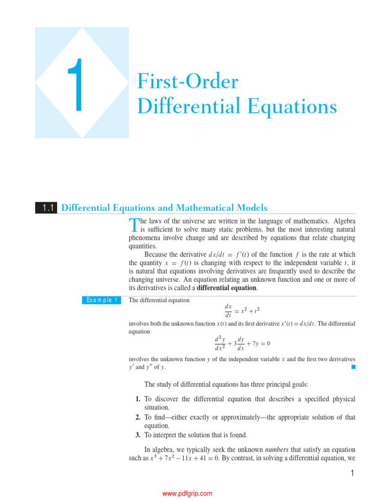 1.1 Differential Equations and Mathematical Models | PDF | Equations | Differential Equations