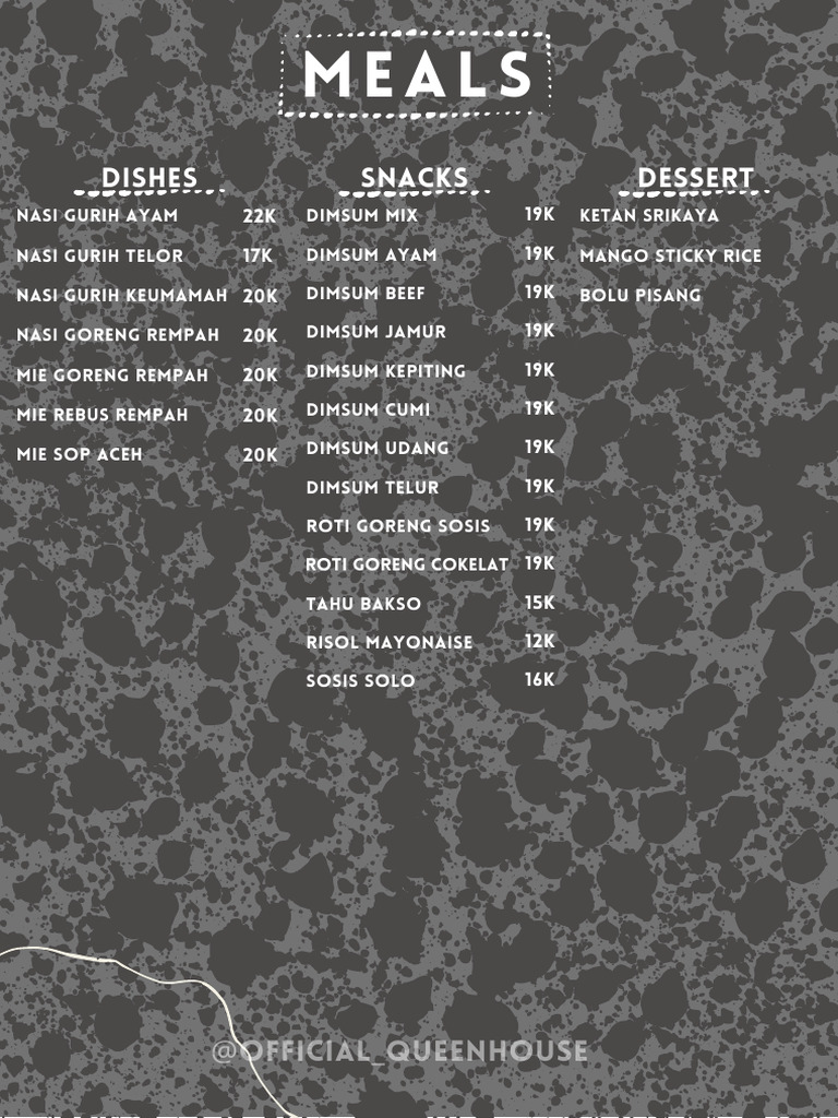 Menu Queen House V1 | PDF | Non Alcoholic Drinks | Foods
