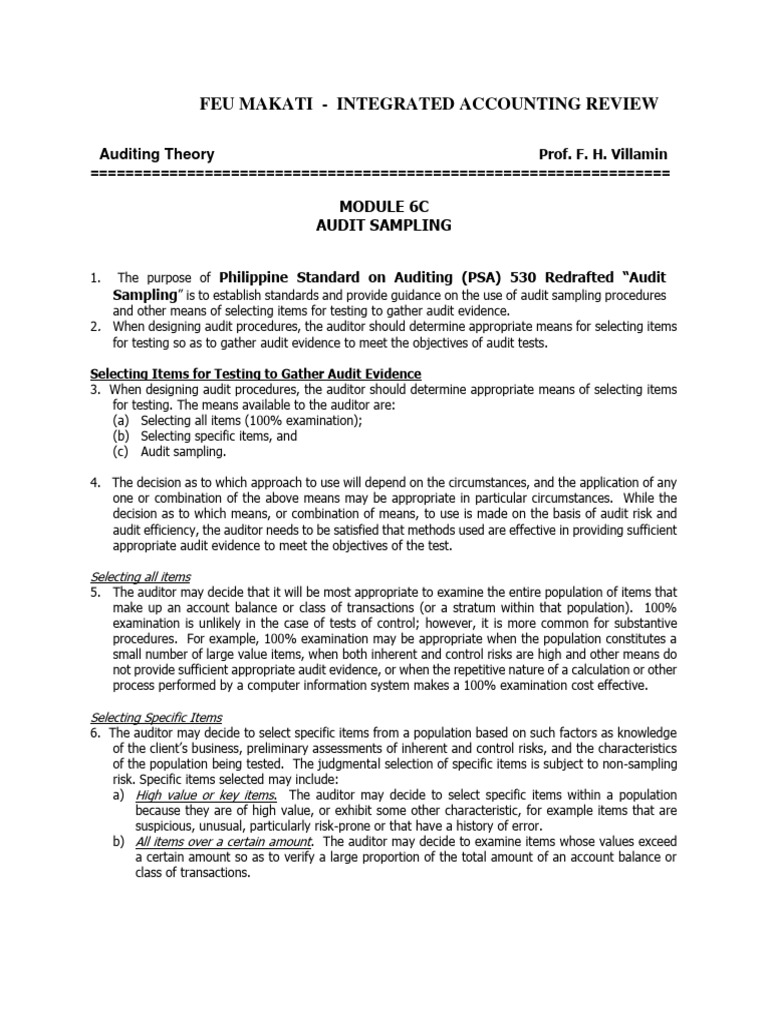 Audit Sampling in Auditing Theory | PDF | Audit | Sampling (Statistics)