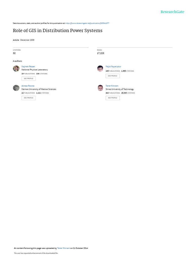 Role of GIS in Distribution Power Systems | PDF | Geographic ...