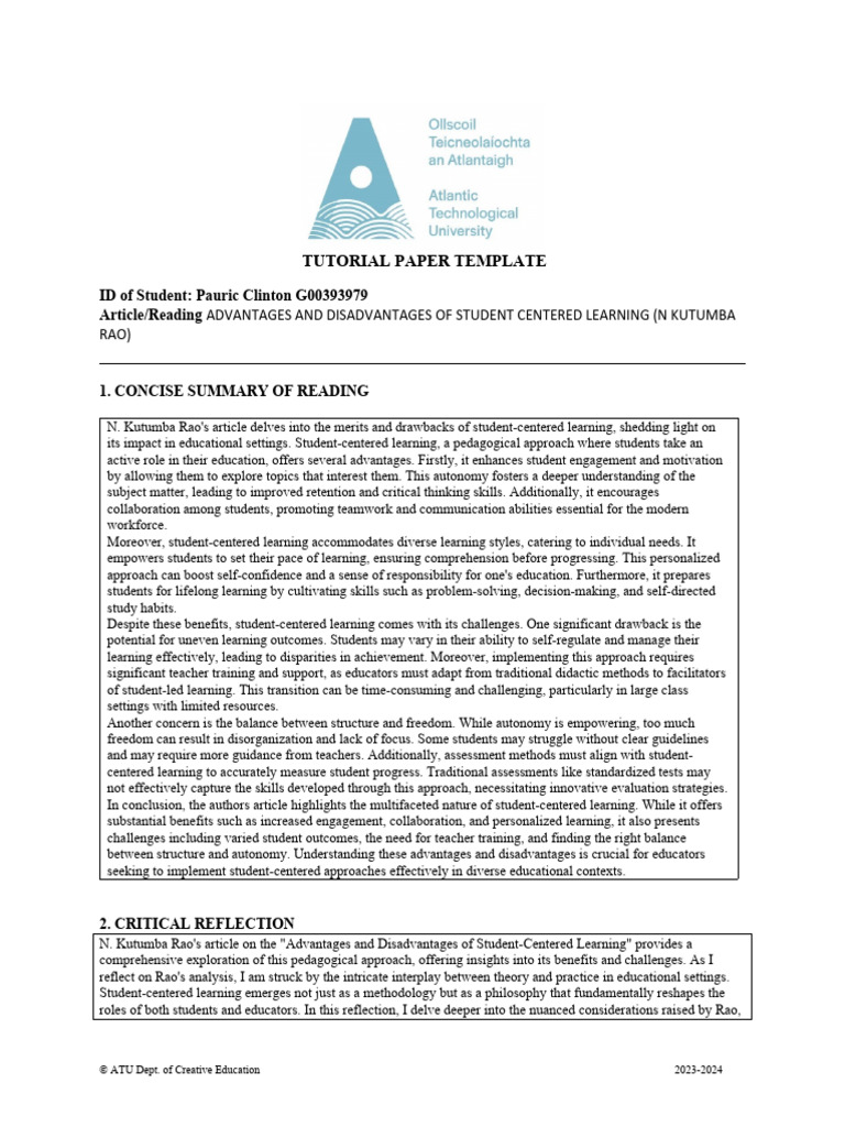 Tutorial Paper 3 | PDF | Learning | Educational Assessment