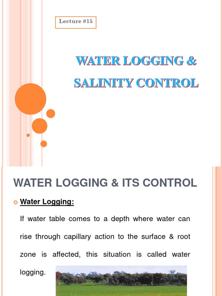 Lecture-15 Waterlogging & Salinity Control | PDF | Soil | Drainage