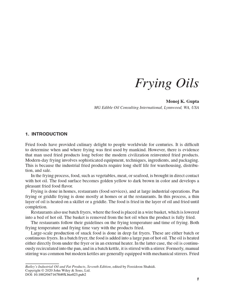 Frying Oils | PDF | Vegetable Oil | Cooking Oil