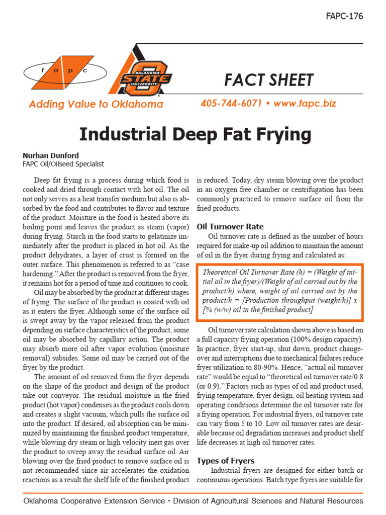 Industrial Deep Fat Frying Fapc 176 | PDF | Oil | Frying