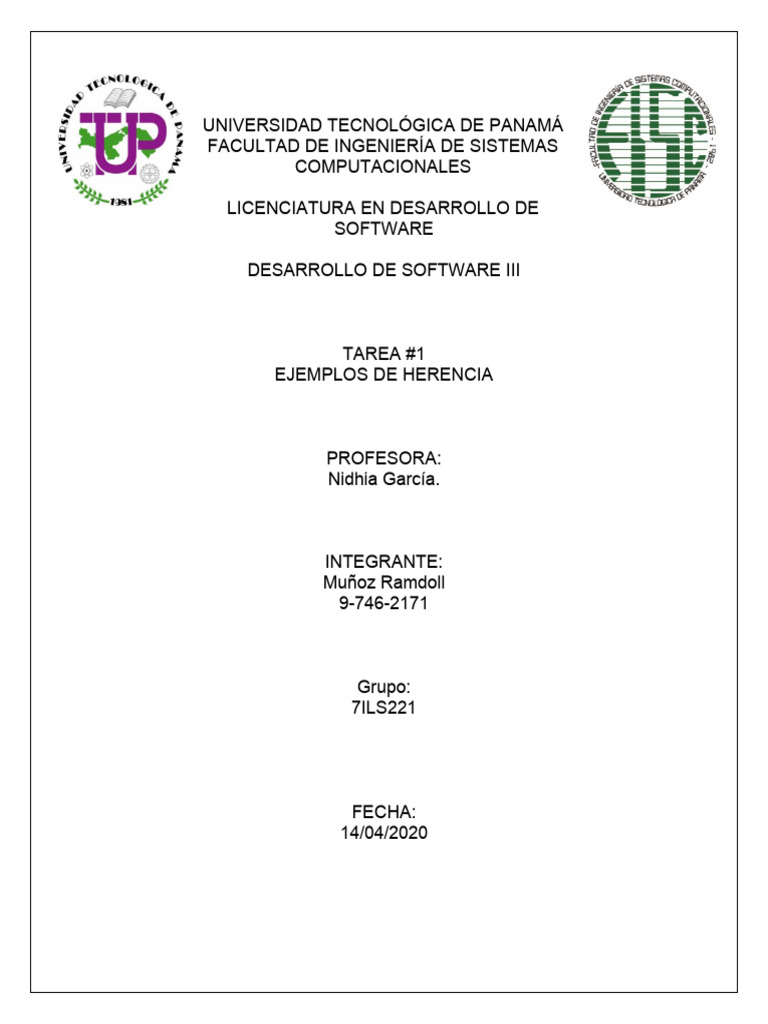 TAREA #1 - Ejemplos - Herencias | PDF | Informática | Ciencias de la Computación