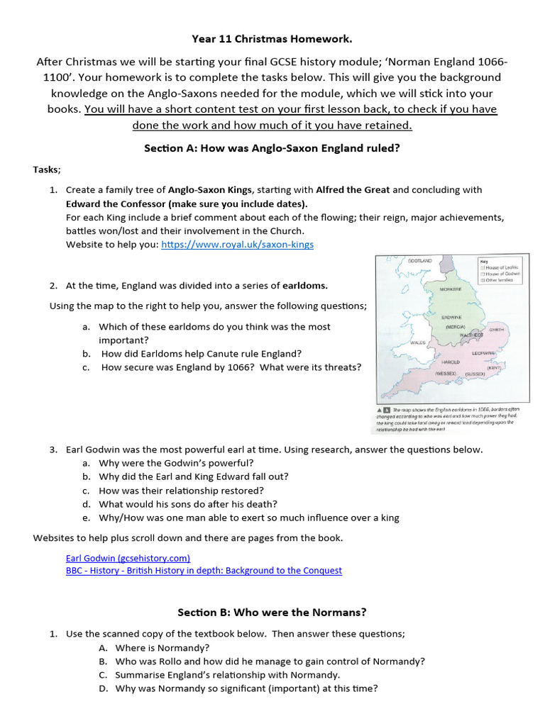 Flipped Learning Homework Anglo Saxons | PDF