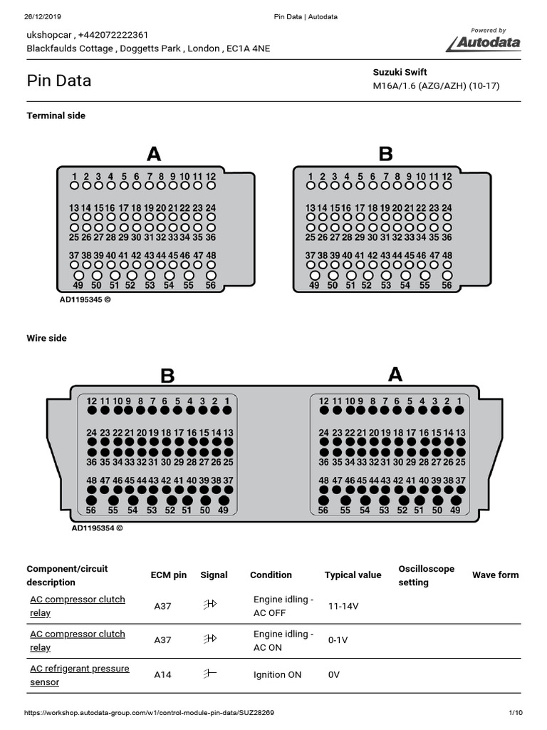 Suzuki Swift M16A ECU Pinout Guide | PDF | Throttle | Combustion