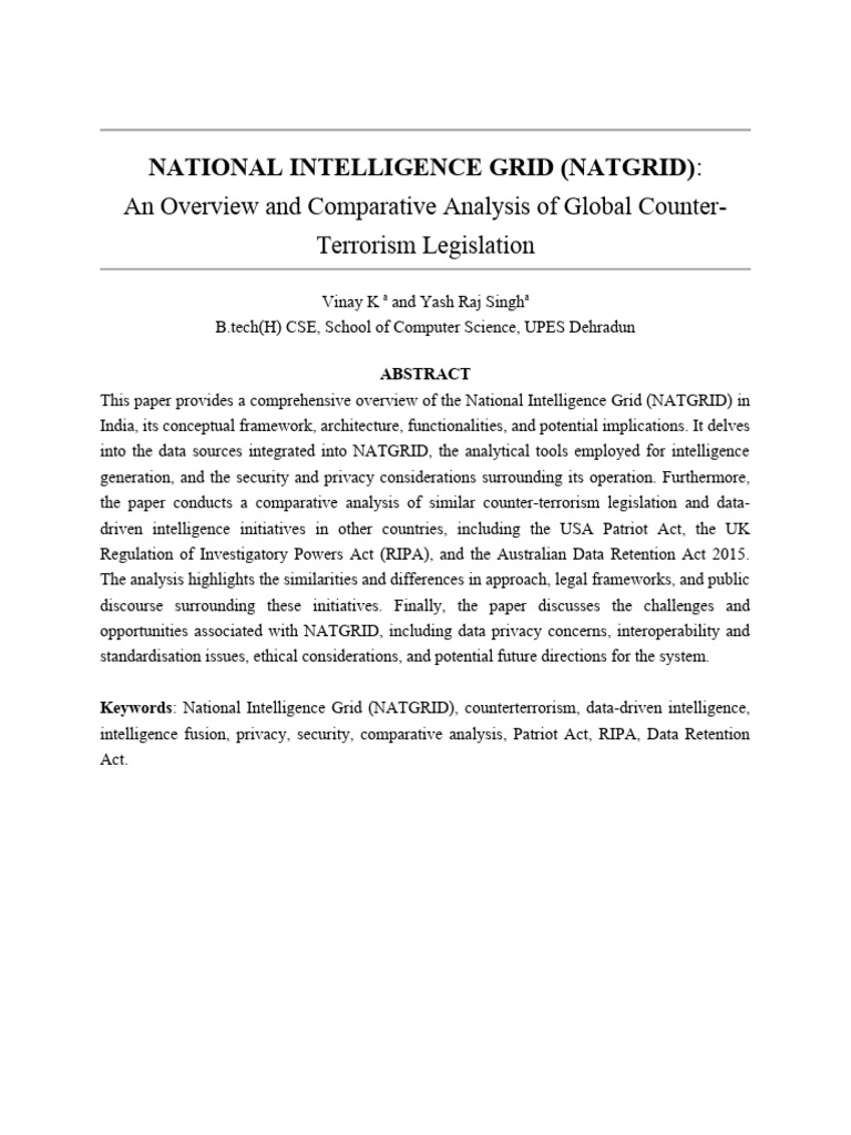 National Intelligence Grid (NATGRID) - An Overview-2 | PDF | Computer ...