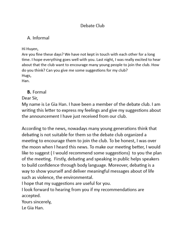 Debate Club Suggestions for Growth | PDF