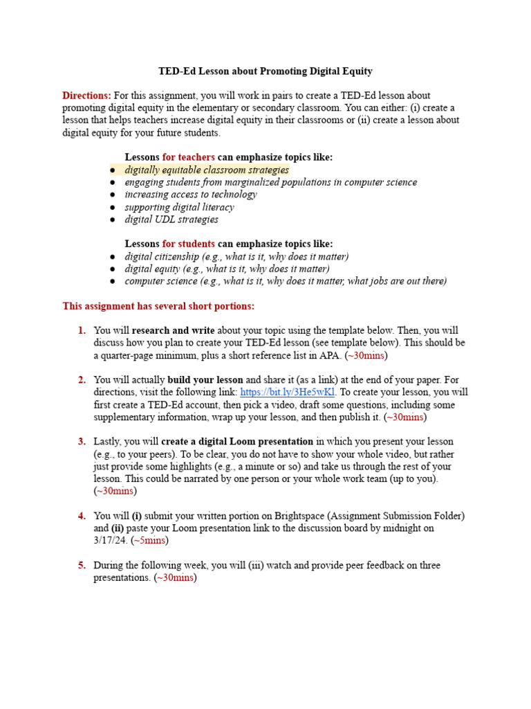 Ted-Ed Lesson Directions | PDF | Online And Offline | Teachers