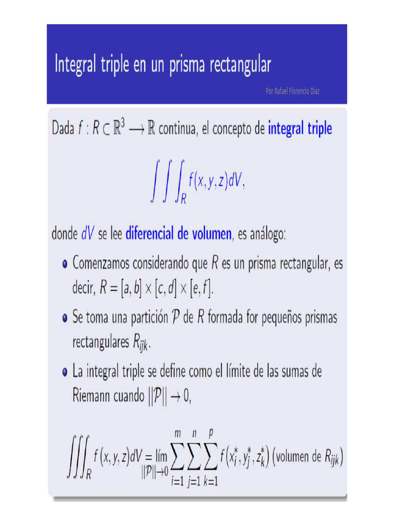 Tema 4 Parte 5 Suma Triple de Riemann e Integrales Iteradas | PDF