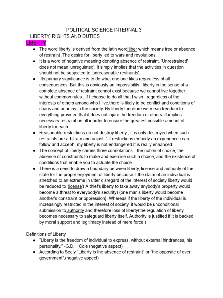 Politics Internal 3 | PDF | Liberty | Rights