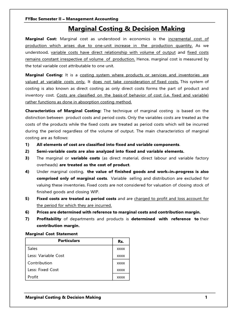 Marginal Costing & Decision Making | PDF | Business Economics | Business Marginal Costing & Decision Making | PDF | Business Economics | Business