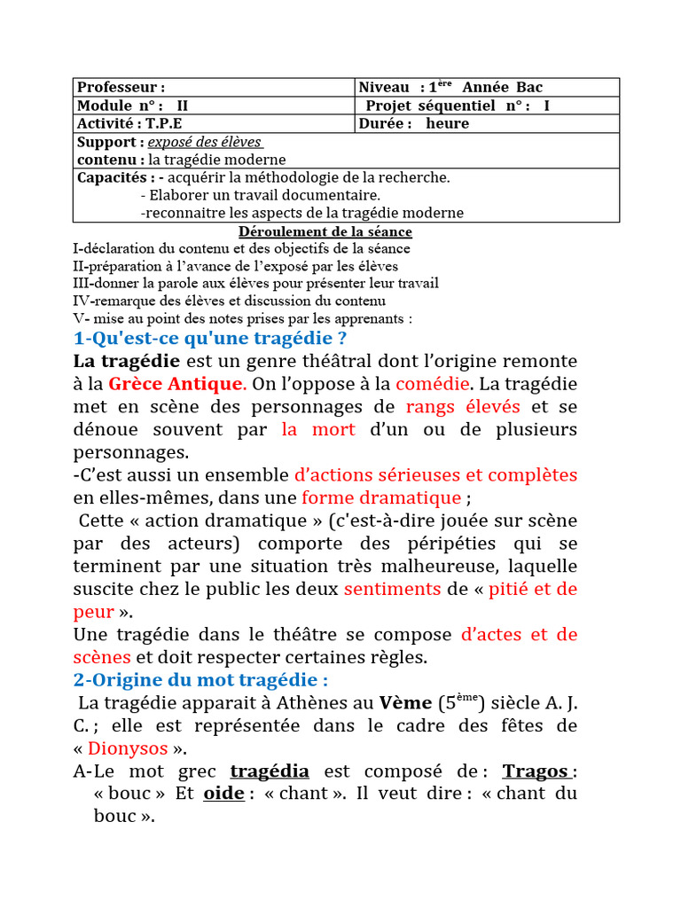 Différences entre tragédie moderne et classique | PDF | Tragédie