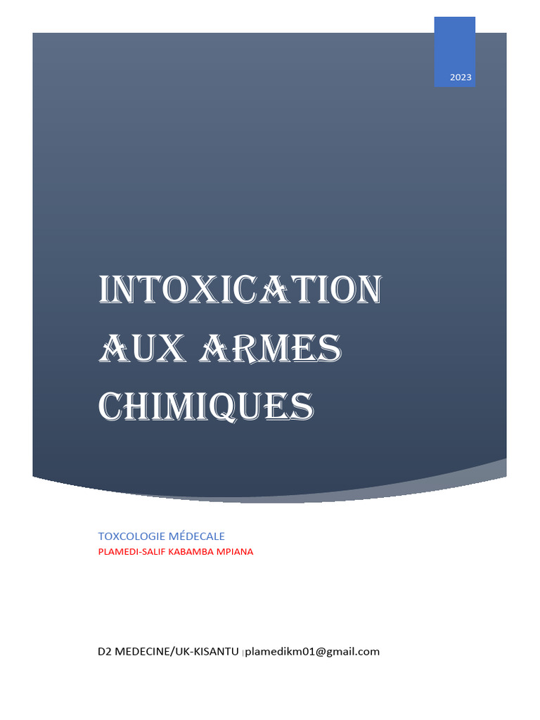 INTOXICATION AUX ARMES CHIMIQUES - DR KABAMBA | PDF | Agent innervant ...