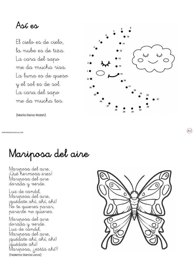 Poesías Infantiles para Imprimir y Colorear | PDF