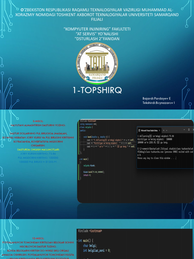 1-Mustaqil Ish 2-Semestr Ma'ruza Pardayev Eldor | PDF