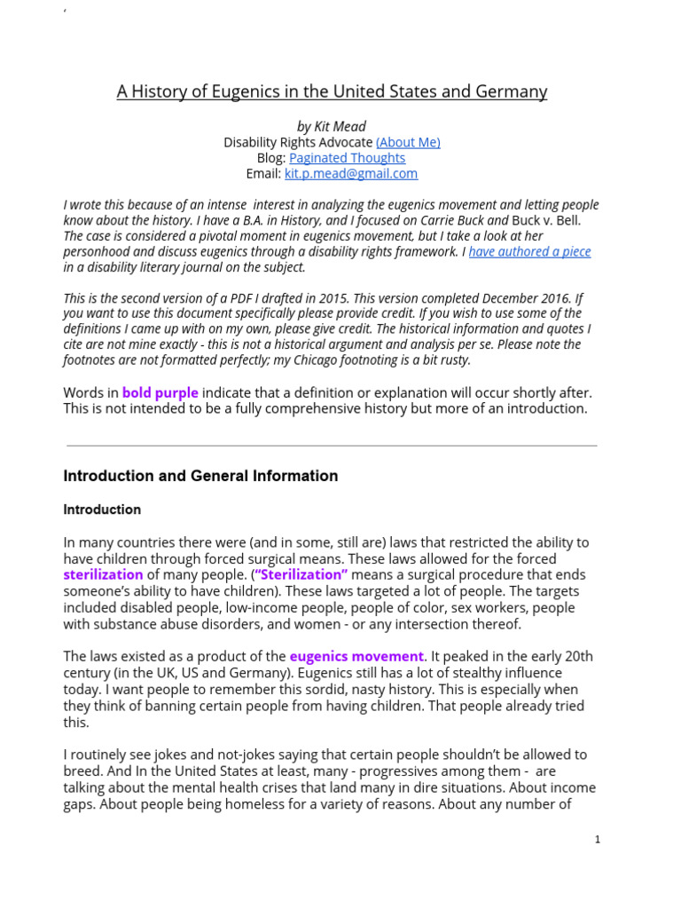History of Eugenics Unitedstates and Germany v2-0 | PDF