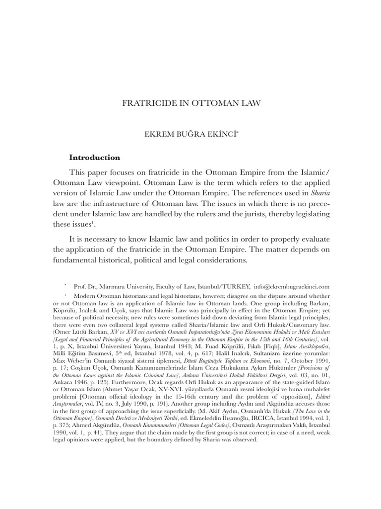 Fratricide in Ottoman Law | PDF | Sharia | Sultan