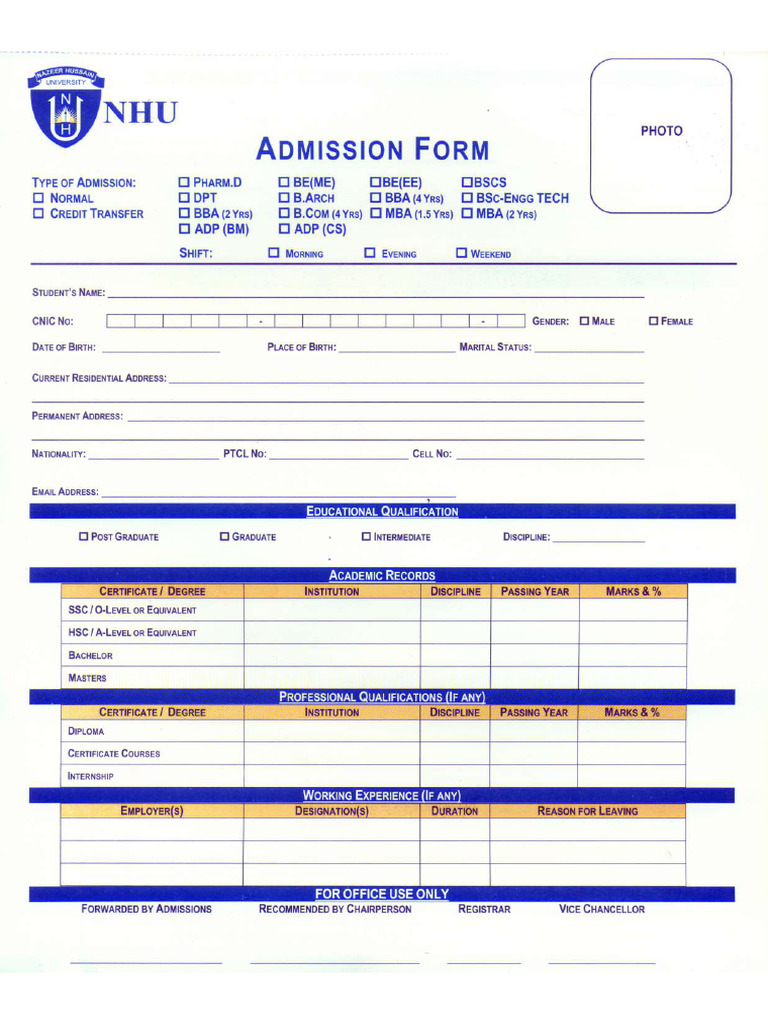 Admission Form | PDF