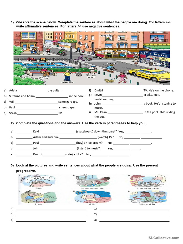 Present Progressive Exercises PDF | PDF