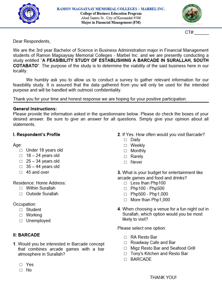 FS Questionnaire - BARCADE | PDF