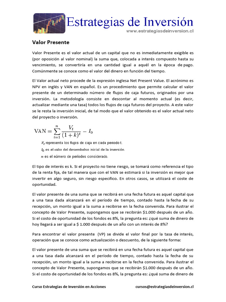 Lección 1. Introducción A Las Inversiones. Valor Presente | PDF | Inversiones | Economias