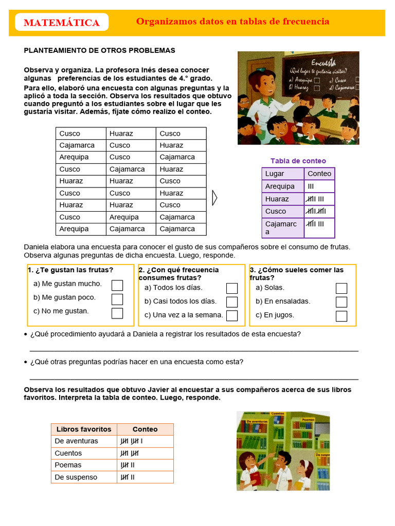 D2 A1 FICHA MAT. Organizamos Datos en Tablas de Frecuencia | PDF