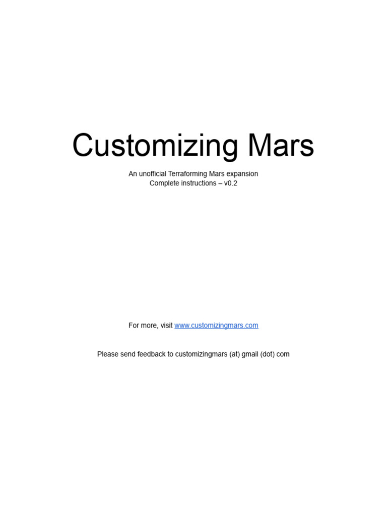 Customizing Mars Instructions v0.2 | PDF