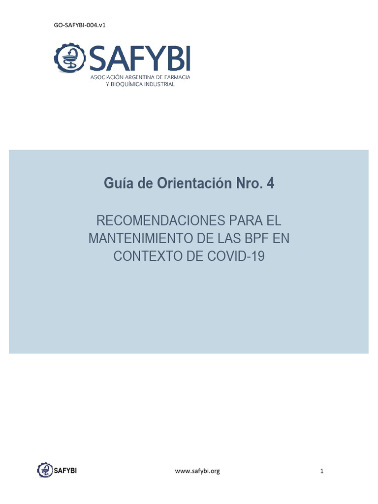 Recomendaciones para El Mantenimiento de Las BPF en Contexto de Covid-19 | PDF | Lavado de manos ...