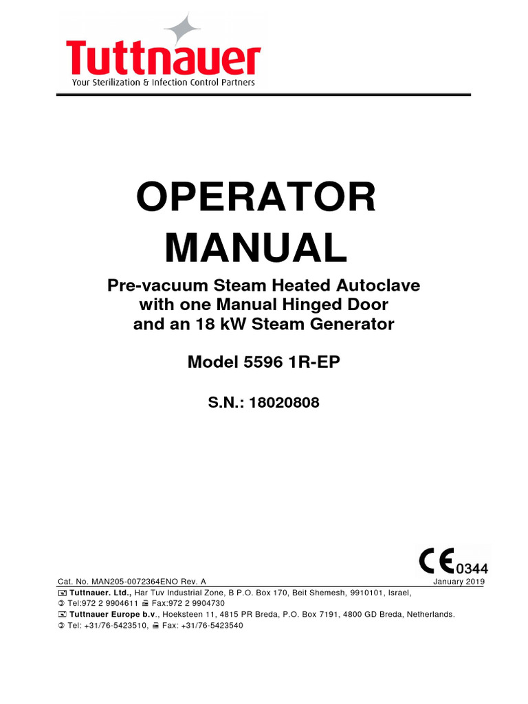 Autoclave Operator Manual - Model 5596 | PDF | Sterilization (Microbiology)