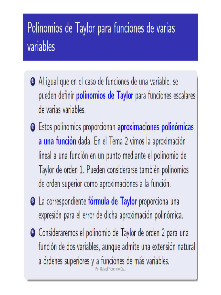 Tema 3 Parte 4 Taylor Orden 2 Matriz Hessiana Tma Clasificacion | PDF