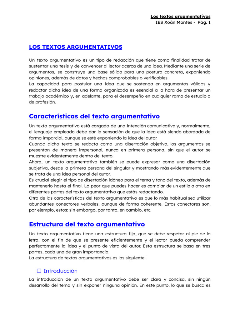 Guía sobre textos argumentativos | PDF | La dependencia de sustancias ...