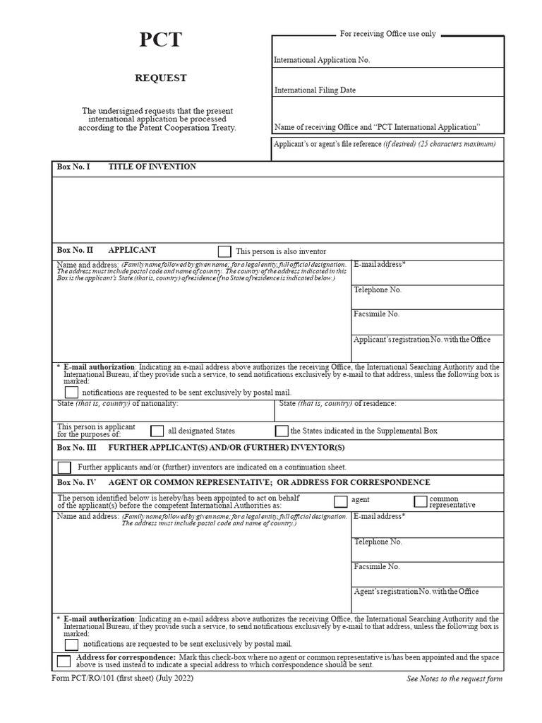 PCT International Application Request Form | PDF | Glossary Of Patent ...
