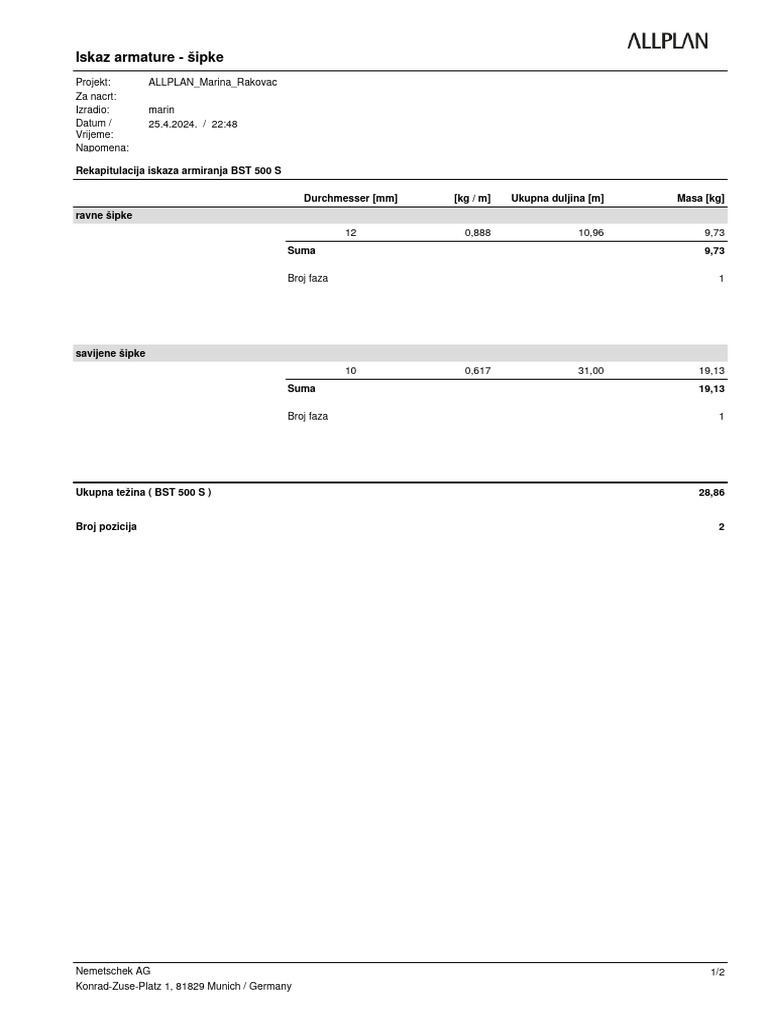 Iskaz Armiranja - Savijanje, Rekapitulacija - Culture - Temp | PDF