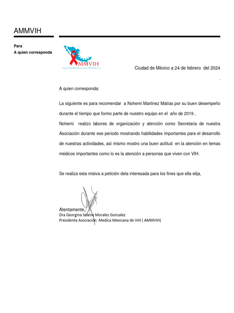 AMMVIH Carta Nohemi PÑDF | PDF