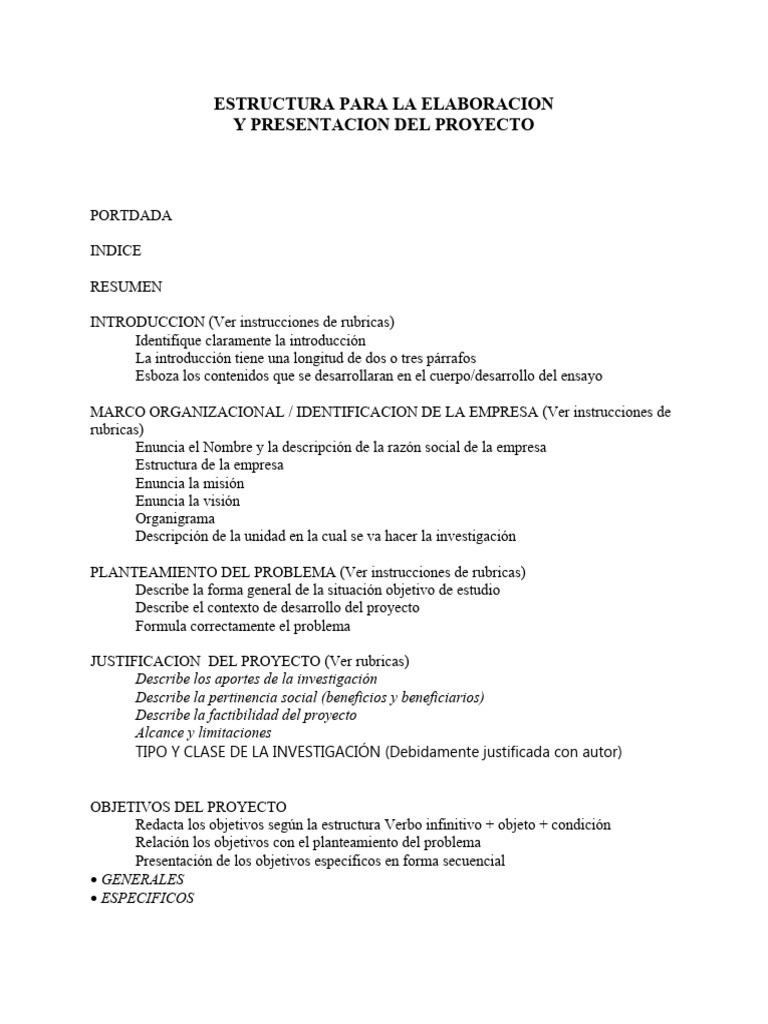 Estructura Proyecto Final | Descargar gratis PDF | Business