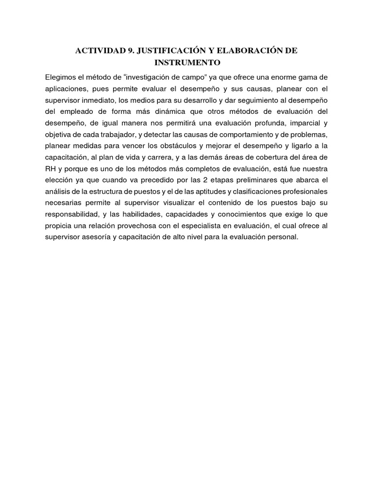 Justificacion Instrumento M3S2 | PDF | Evaluación | Gestión de recursos humanos
