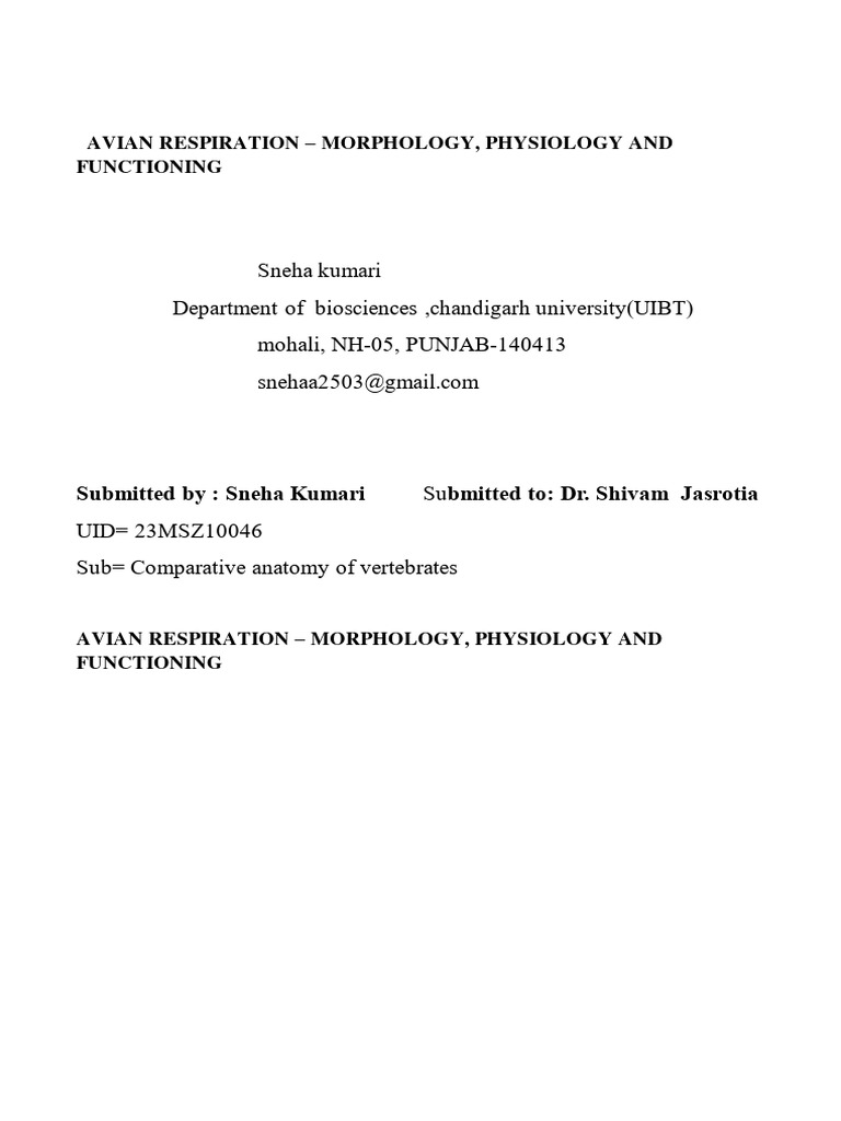 Sneha 23MSZ10046 Comp Anatomy STP | PDF | Respiratory System | Lung