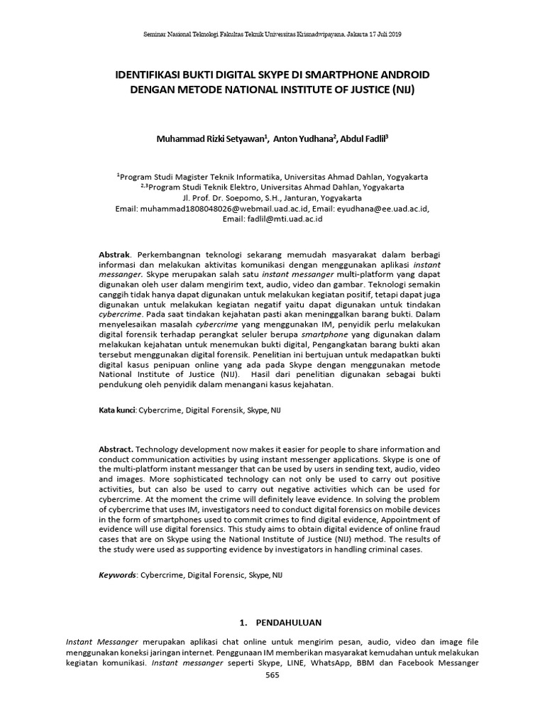Paper-AF-IDENTIFIKASI BUKTI DIGITAL SKYPE DI SMARTPHONE ANDROID DENGAN METODE NATIONAL INSTITUTE ...