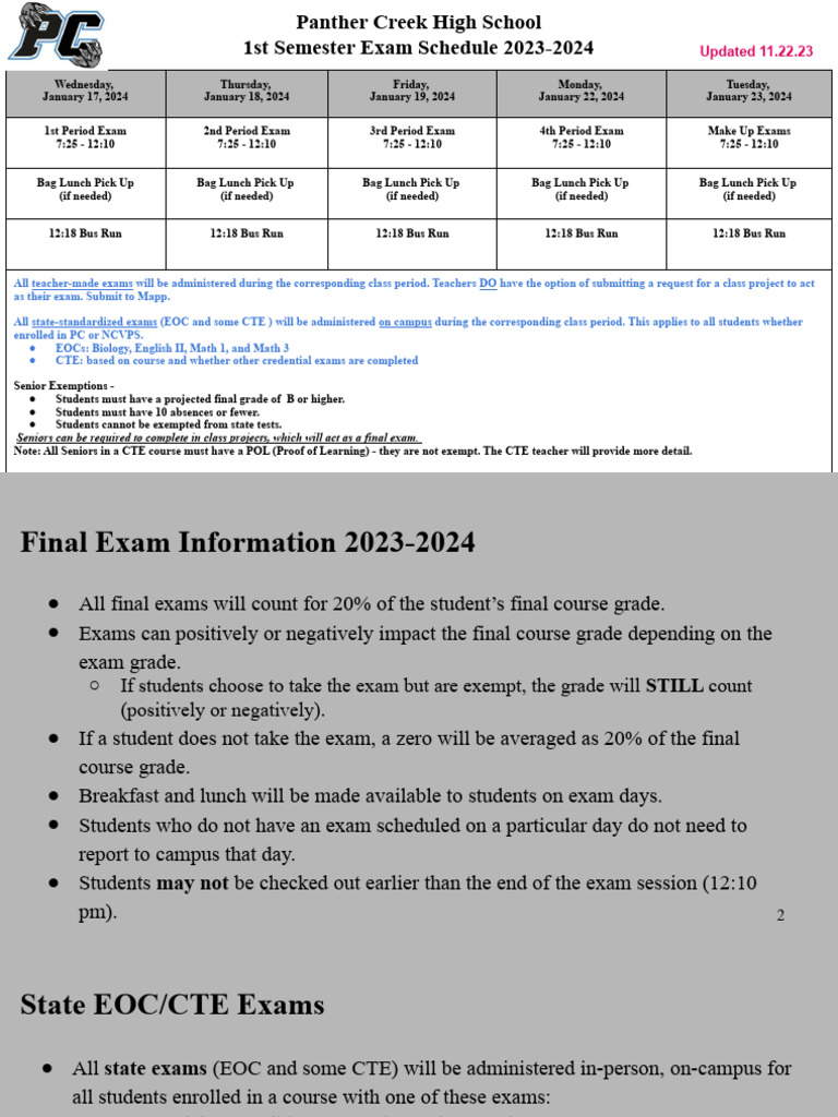 1st Semester Exam Schedule 23-24 | PDF | Academic Term | Schools