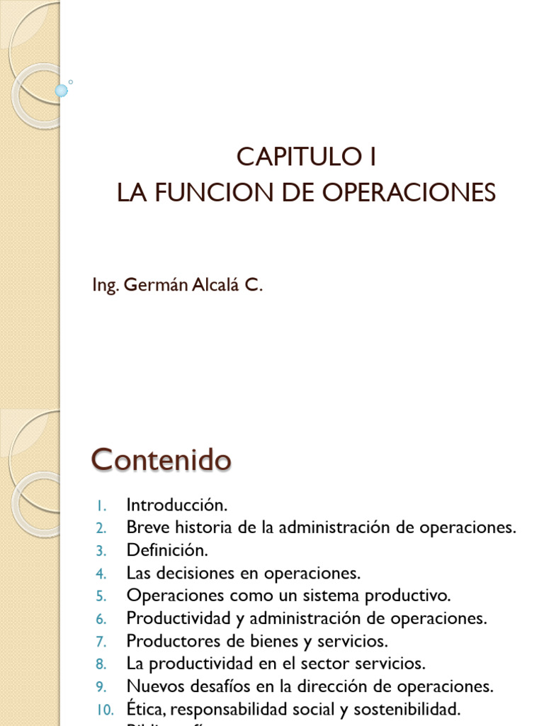Cap I Función de Operaciones | Descargar gratis PDF | Calidad (comercial) | Cadena de suministro