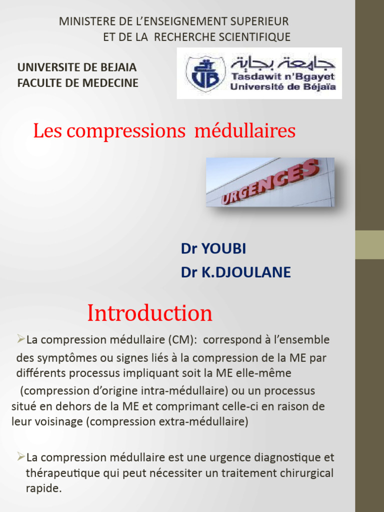 Compression Médullaire | PDF | Moelle épinière | Colonne vertébrale