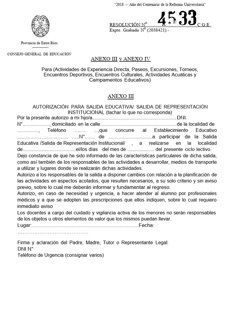 Resolucion 4533-18 CGE (EDITABLE) | PDF