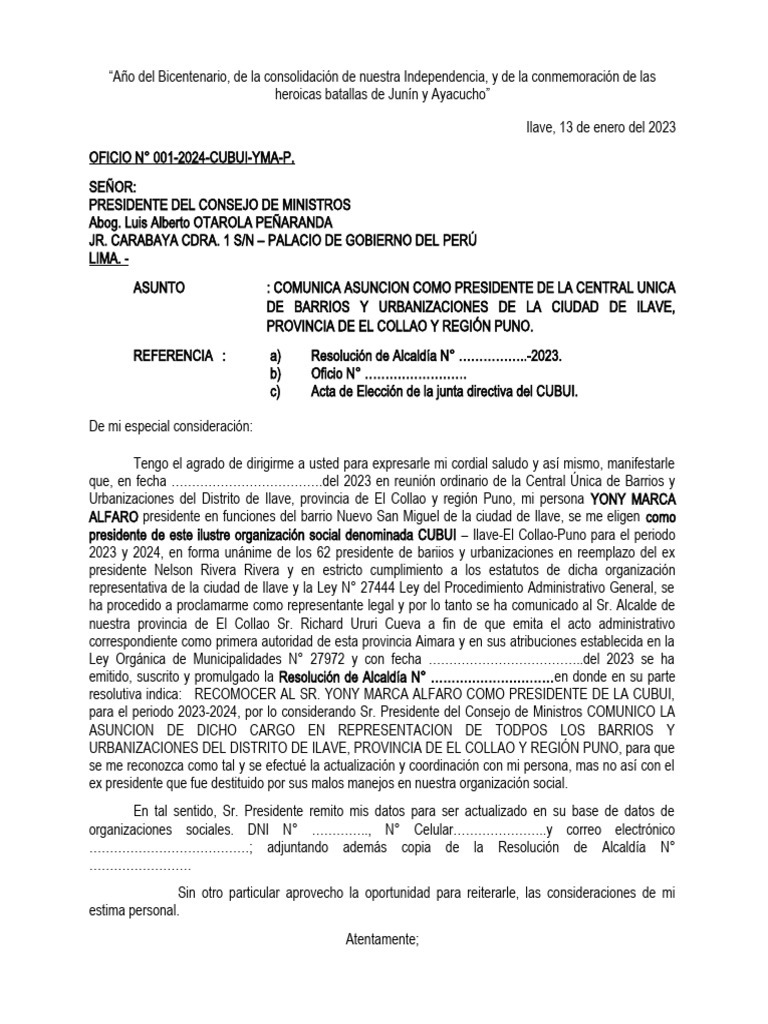 Oficio Consejo de Ministros | PDF | Gobierno