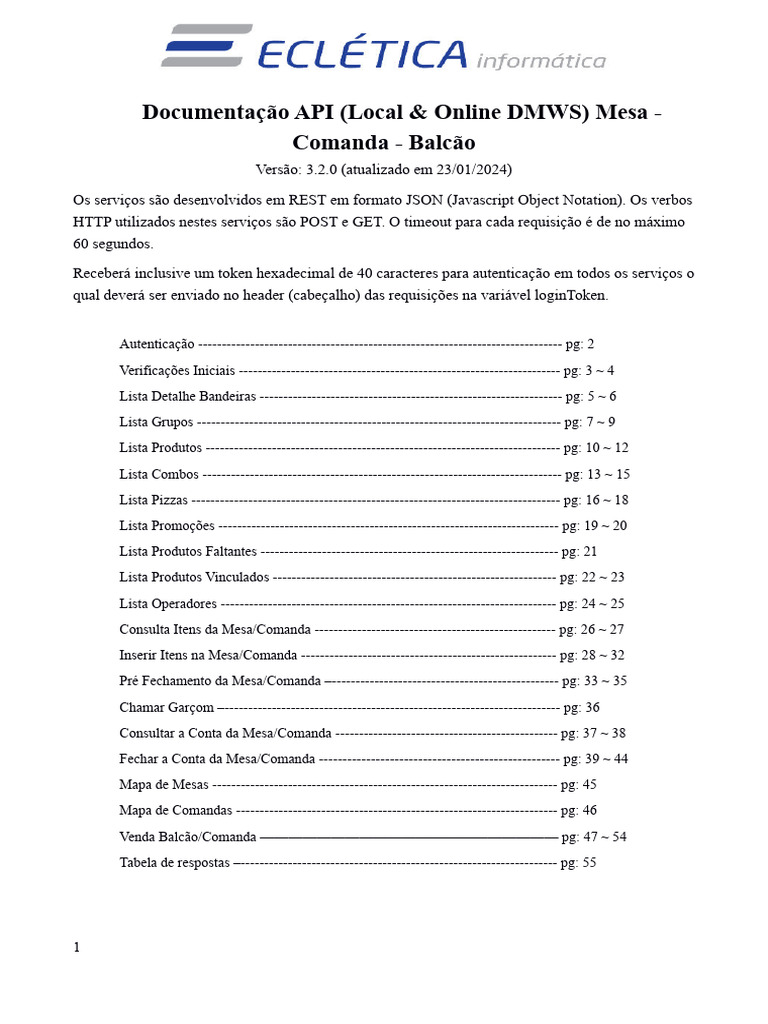 Documentação API DMWS para Mesa/Comanda | PDF | Informática ...