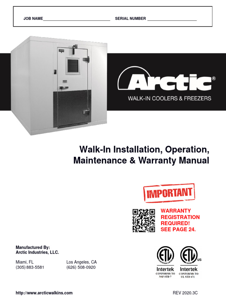 Arctic Walk-In Cooler Manual | PDF | Refrigerator | Door