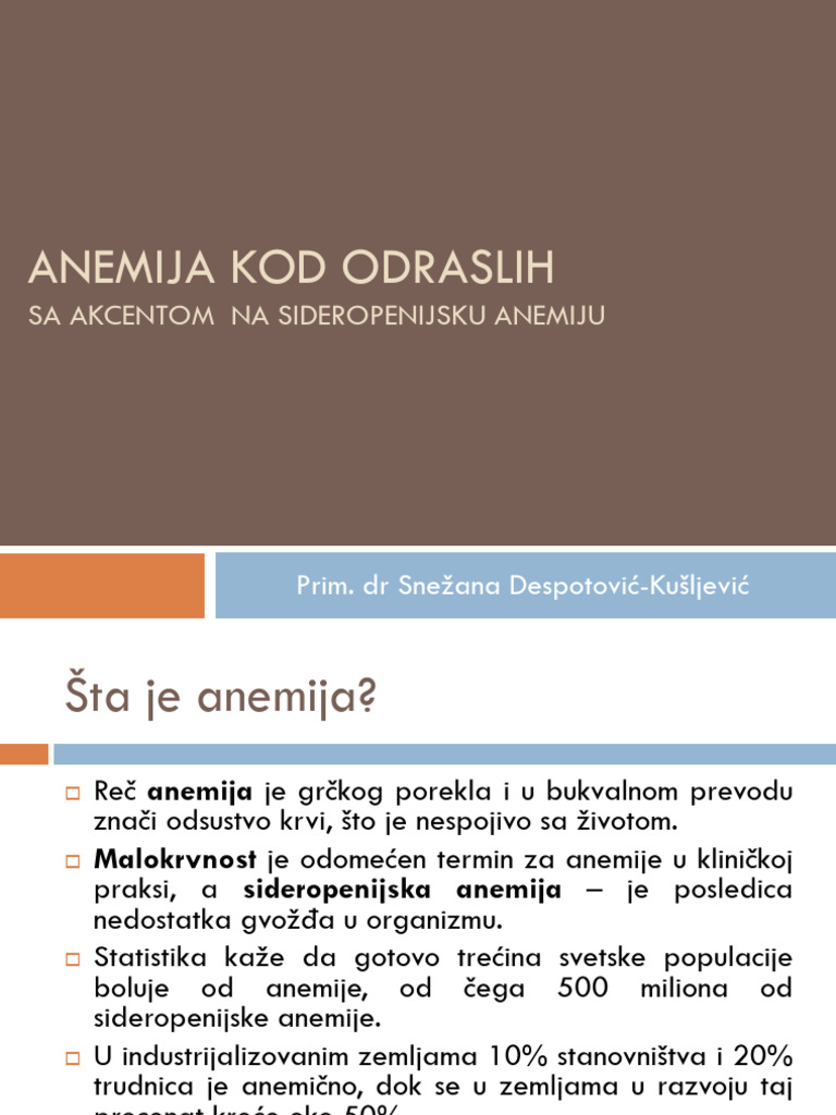 Anemija Kod Odraslih Sa Akcentom Na Sideropenijsku Anemiju | PDF