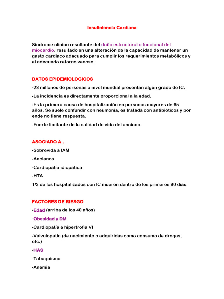 Insuficiencia Cardiaca Apunte Fisiopato | Descargar gratis PDF | Insuficiencia cardíaca ...